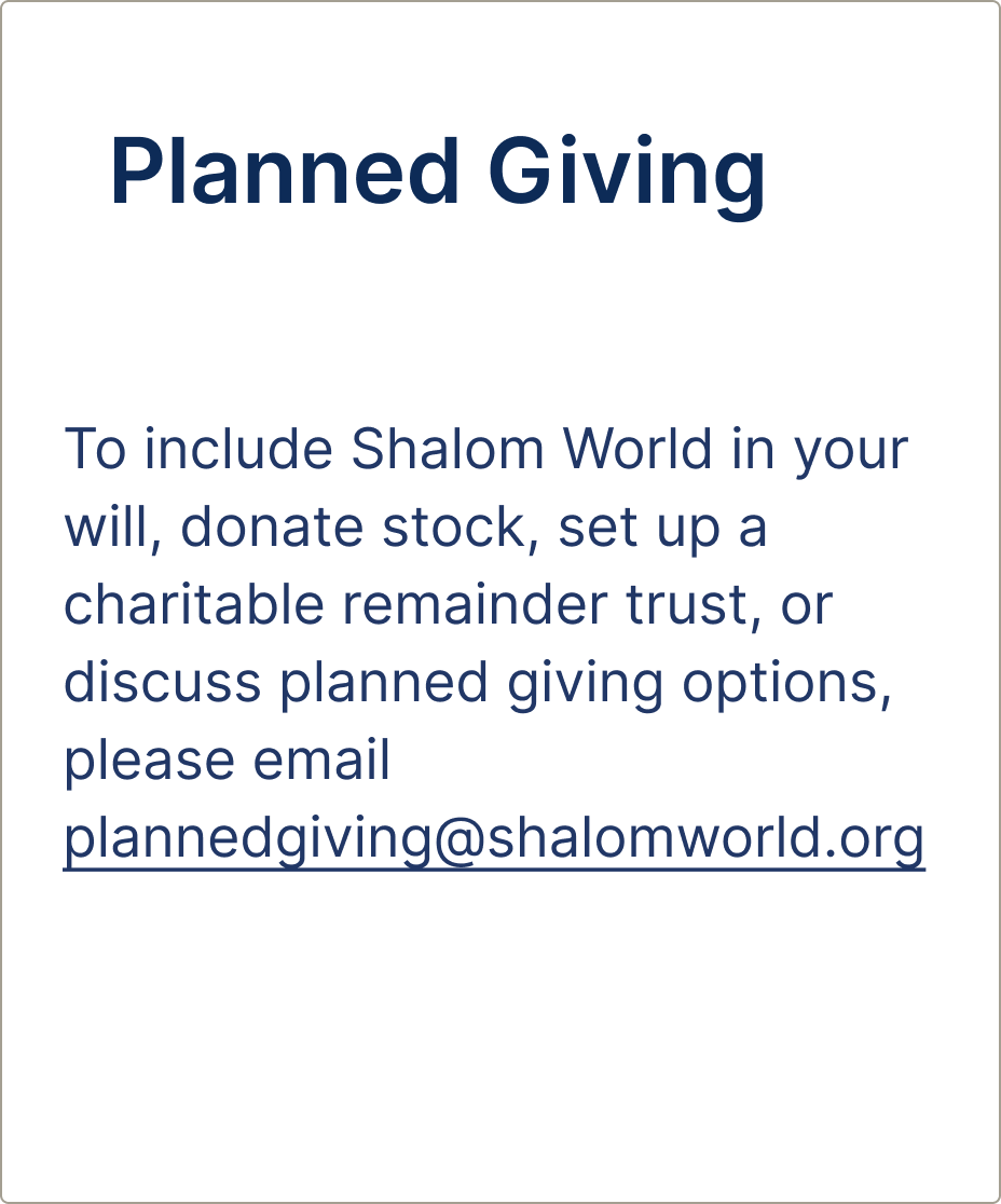 Shalom World Fellowship One Time Donation
